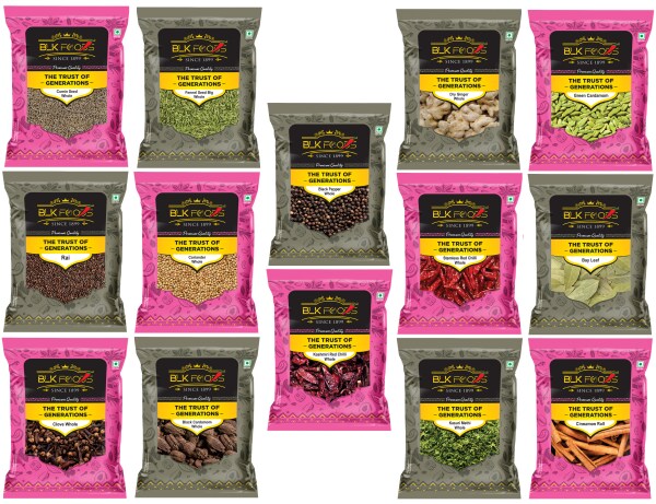 BLK Foods 2Kg All-in-one monthly Whole Spices combo pack (family pack ...