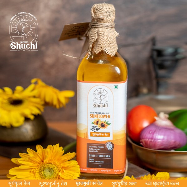 JANKI'S SHUCHI WOOD PRESSED SUNFLOWER OIL - 1L (Pack Of 2) - JioMart
