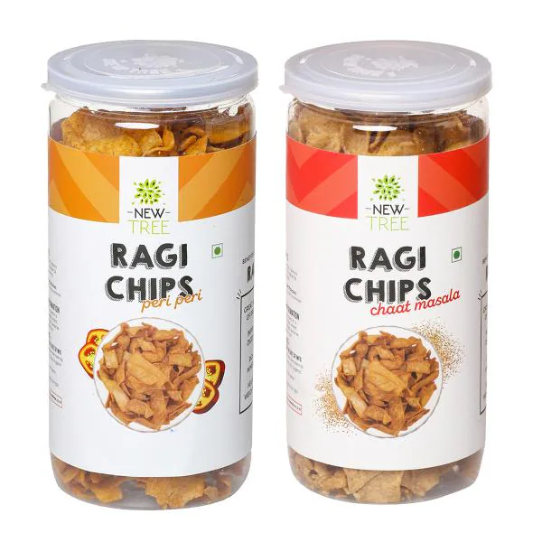 New Tree Ragi Chips Chaat Masala & Ragi Peri Peri Combined Weight 450g Pack Of 2 - JioMart