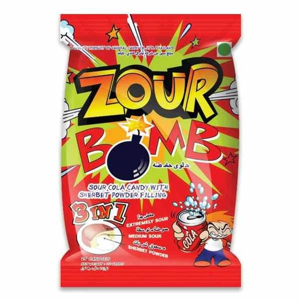 Zour Bomb Sour Candy Combo Pack of Cola & Lemon Candy (Pack of 4, 110g ...