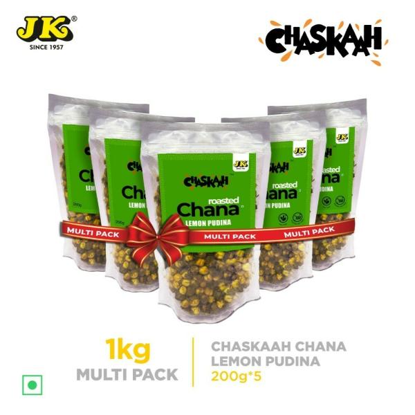 Chaskaah Lemon Pudina Chana 1Kg (200gx5) by JK | Bhuna Chana | Roasted Masala Chickpeas Roasted ...