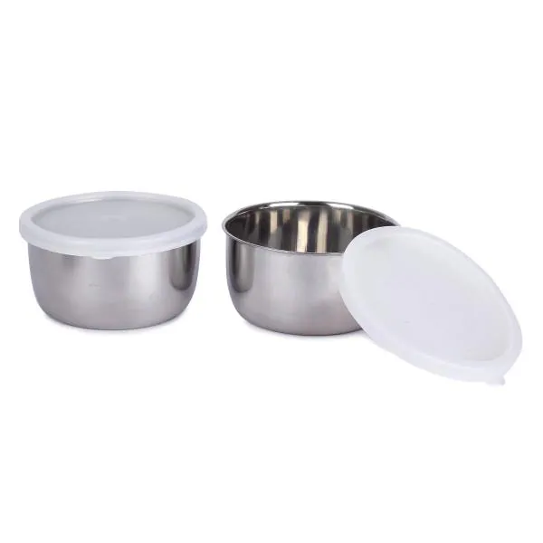 Carrolite 2 Steel air tight Containers 300 Ml + Chapati Tray 500 Ml ...