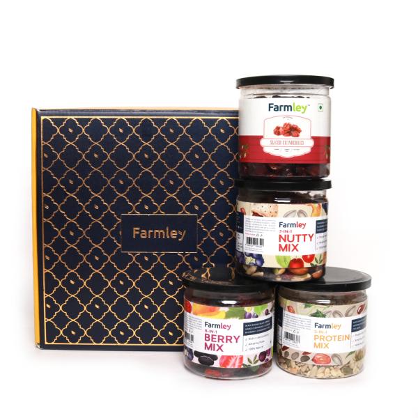 Farmley Dry Fruit Gift Box- Trail Mix Jar(200g), Seed Mix Jar(200g ...