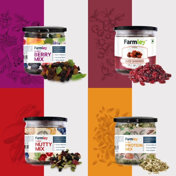 Farmley Dry Fruit Gift Box- Trail Mix Jar(200g), Seed Mix Jar(200g ...
