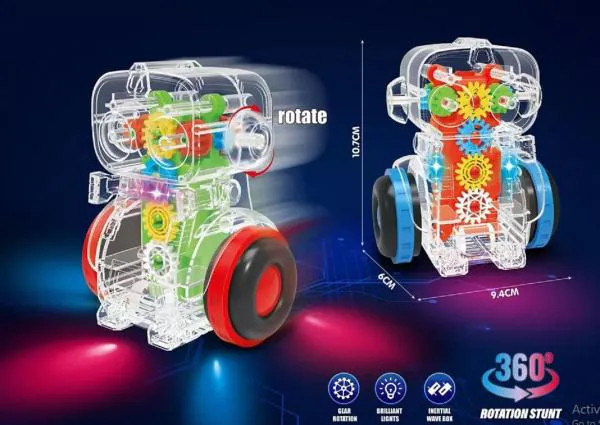 MIMY Robot Gears Car Toys Robot Robotic Slide Transparent Gear Toy Car ...