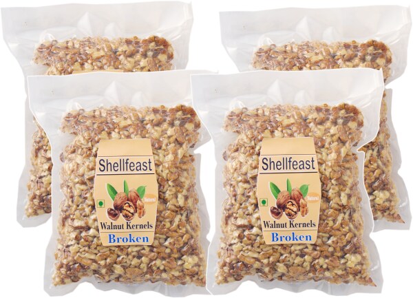 Shellfeast Walnut Kernels Broken Walnuts 2 Kg (500gx4), Walnuts Without Shell, Akhrot Tukda ...