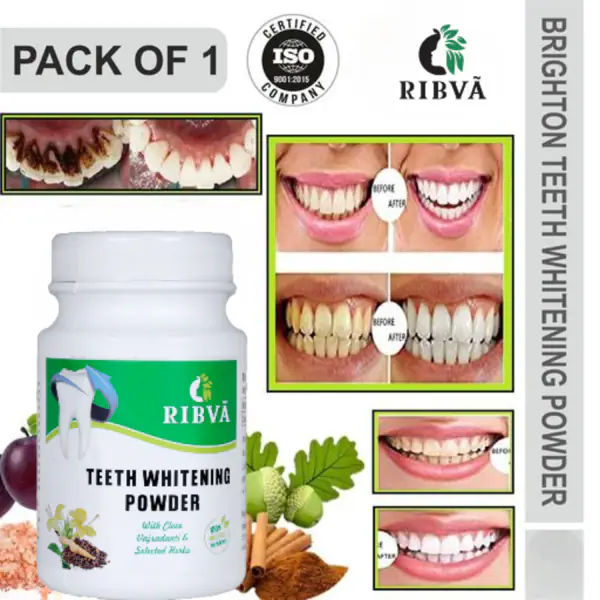 RIBVA Organic White Tooth Powder For Tobacco Stain, Tartar, Gutkha ...