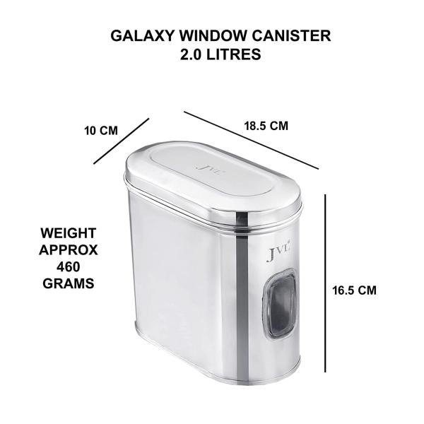JVL Stainless Steel Capsule Shape Galaxy Window Canister With ...