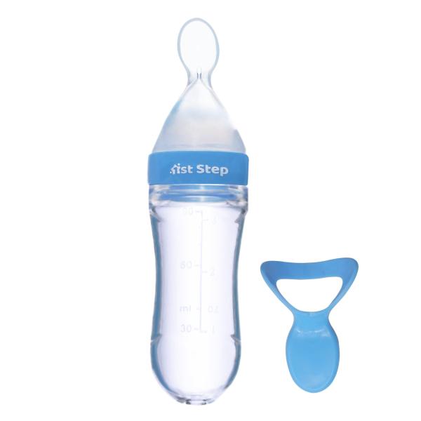 1st Step Non Spill BPA Free Soft Silicone Squeezy Food Feeder - Blue ...