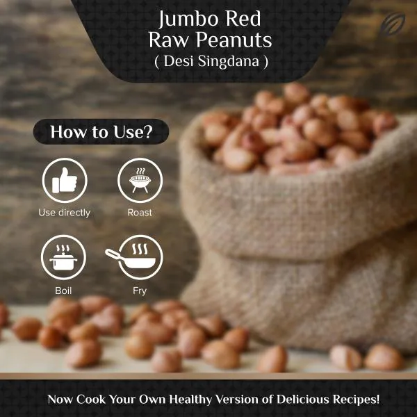 Shrego Jumbo Raw Peanut, Desi Singdana, Red Peanuts, 700G (2x350G ...