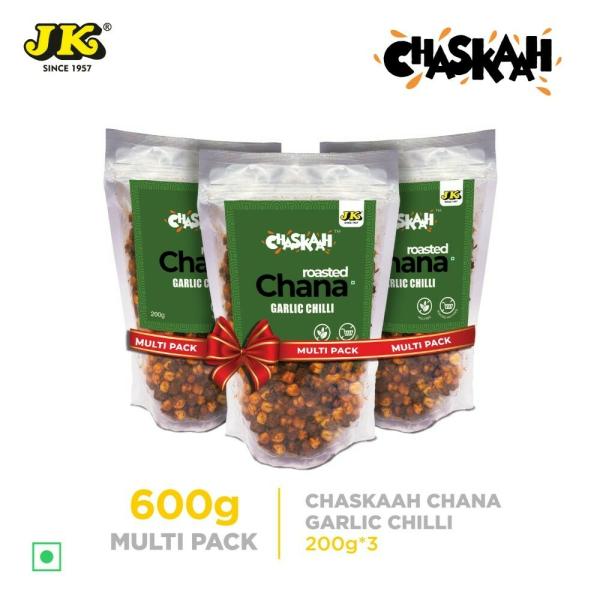 Chaskaah Garlic Chilli Chana 600g (200gx3) by JK | Bhuna Chana | Roasted Masala Chickpeas ...