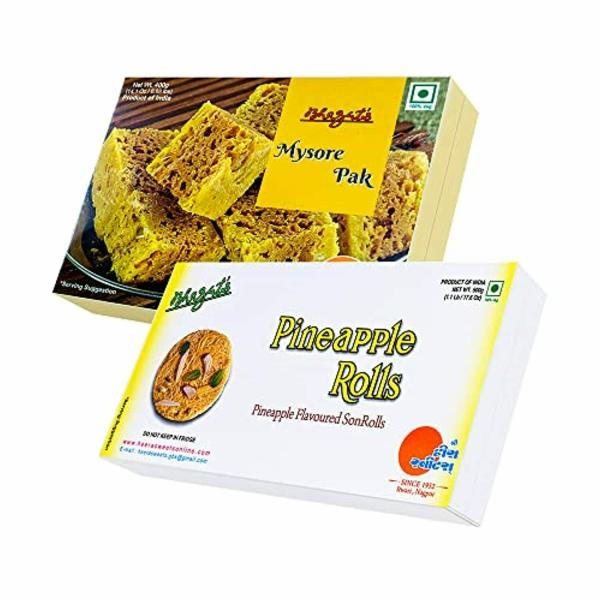 Bhagats Heera Sweets Mysore Pak and Son Roll with Almonds and Pistachio ...