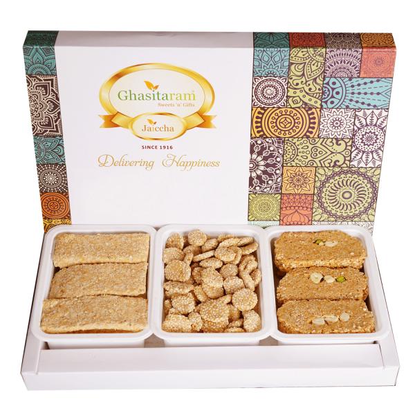 Jaiccha Ghasitaram-Lohri Sweets-Assortment of Gud Til Gachak, Khasta ...
