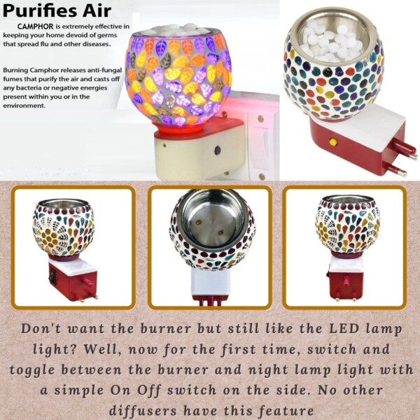 Homeleven 3 in1 Electric Camphor Diffuser Ceramic Kapoor Dani Night ...