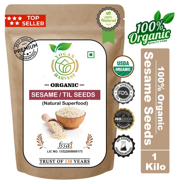 Yogan Harvest | 1 Kg | USDA Organic | White Sesame Seeds | Safed Til ...