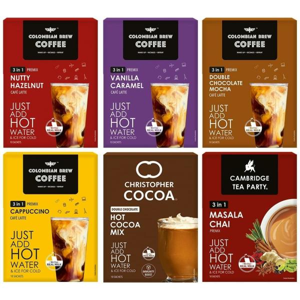 Colombian Brew Coffee Premix Cappuccino, Hazelnut, Vanilla Caramel ...