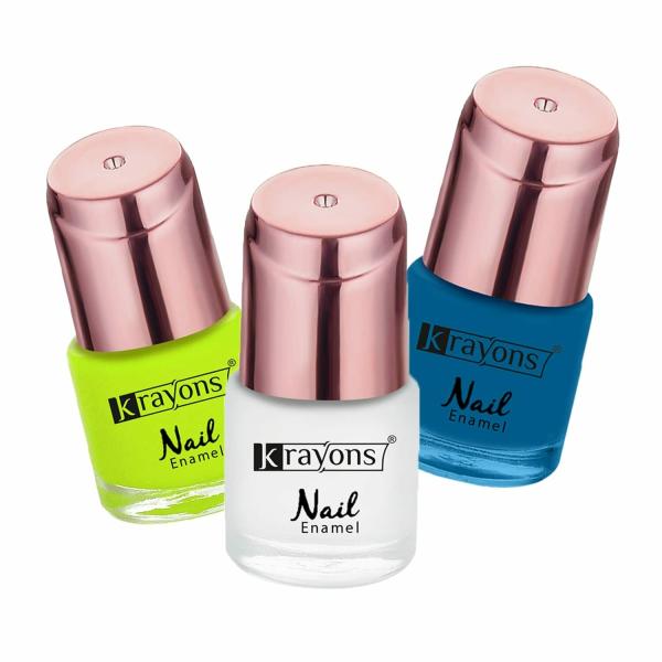 Krayons Crazy Gel Nail Enamel Waterproof Longlasting 8 ml Each Combo Pack of 3 Blue Eyed Girl ...