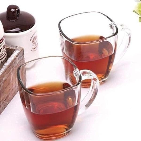 Cracker Transparent Glass Square Tea Cup Mug With Handle For Hot And ...