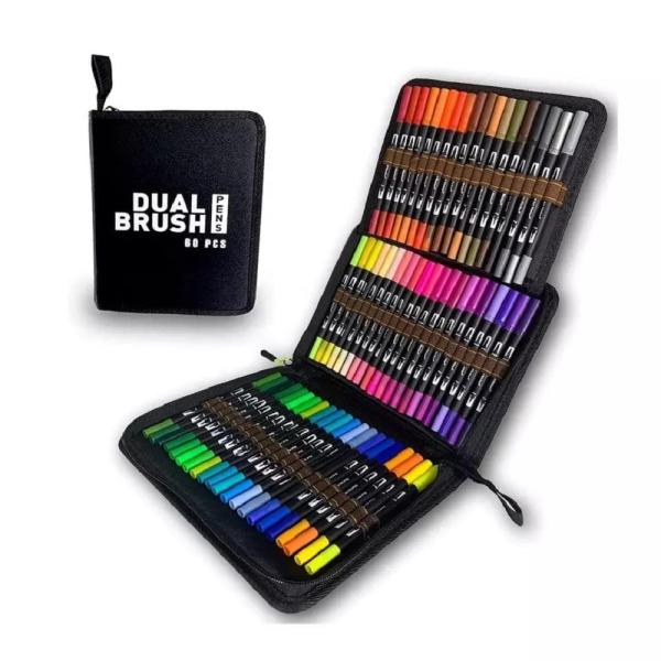 Corslet 60 Colors Art Markers Set, Dual Tips Brush Fineliner Color ...