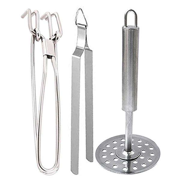 DreamBasket Stainless Steel Pakkad & Roti Chimta & Potato Masher for ...