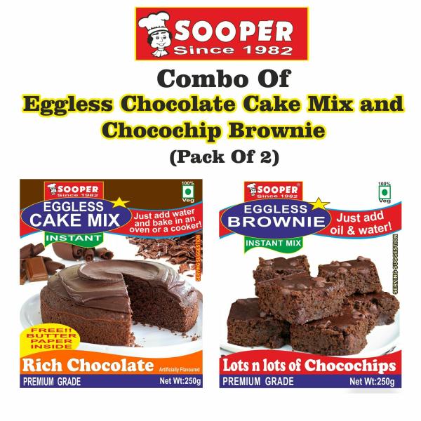SOOPER CHOCOLATE CAKE MIX 250g + CHOCO CHIP BROWNIE MIX 250g 500 g ...