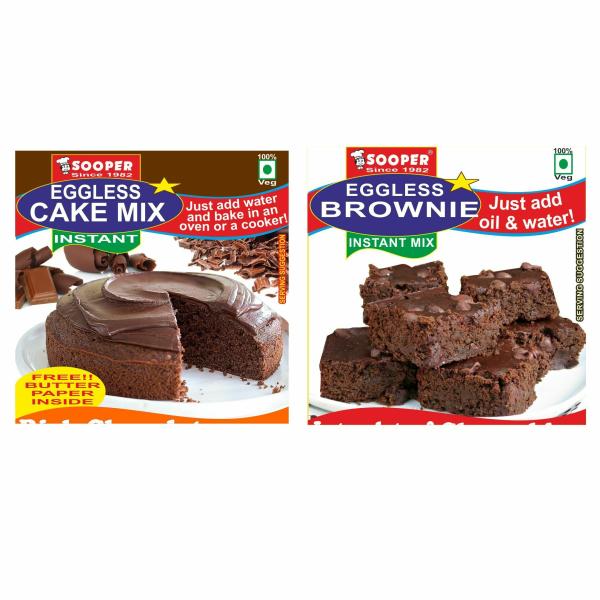 SOOPER CHOCOLATE CAKE MIX 250g + CHOCO CHIP BROWNIE MIX 250g 500 g ...