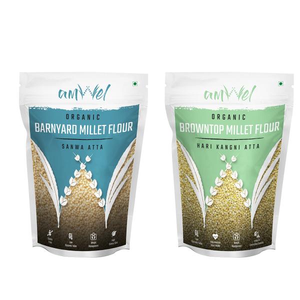 Amwel Combo of Organic Barnyard Millet Flour 450g + Organic Browntop ...