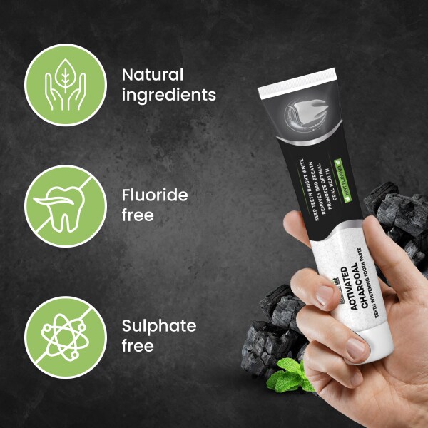 Healthvit Activated Charcoal Toothpaste For Teeth Whitening, Fluoride ...