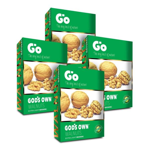 Go Organic Extra Light Broken Walnuts (Without Shell) , (250g x 4) 1kg| Akhrot | Walnuts ...