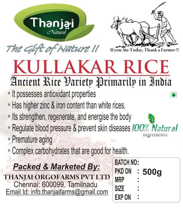 Thanjai Natural Kullakar Rice - 500 g - JioMart