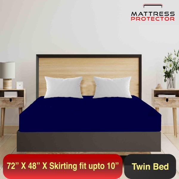 Mattress Protector Dark Blue Waterproof Cover for Single Bed 72 x 48 ...