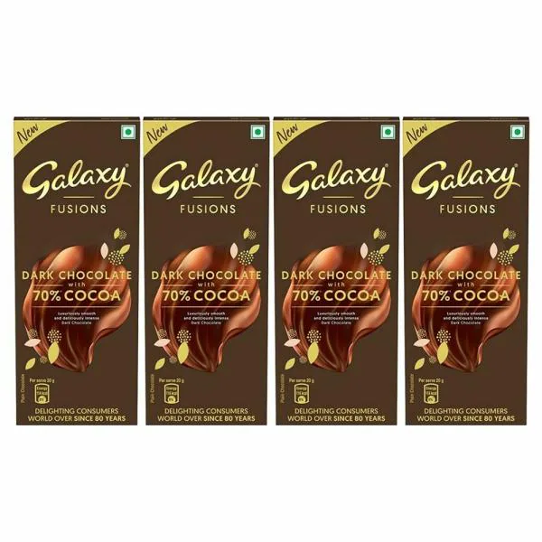 Galaxy Fusions Dark Chocolate Bar | With 70% Cocoa | 110g (Pack of 4 ...