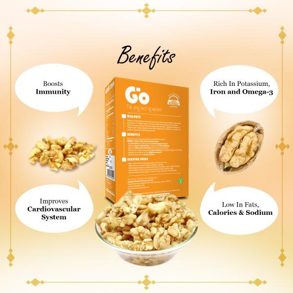 Go Organic Light Broken Walnut Kernels Without Shell 1 Kg, 250g x 4| Akhrot | Walnuts | Akhrot ...