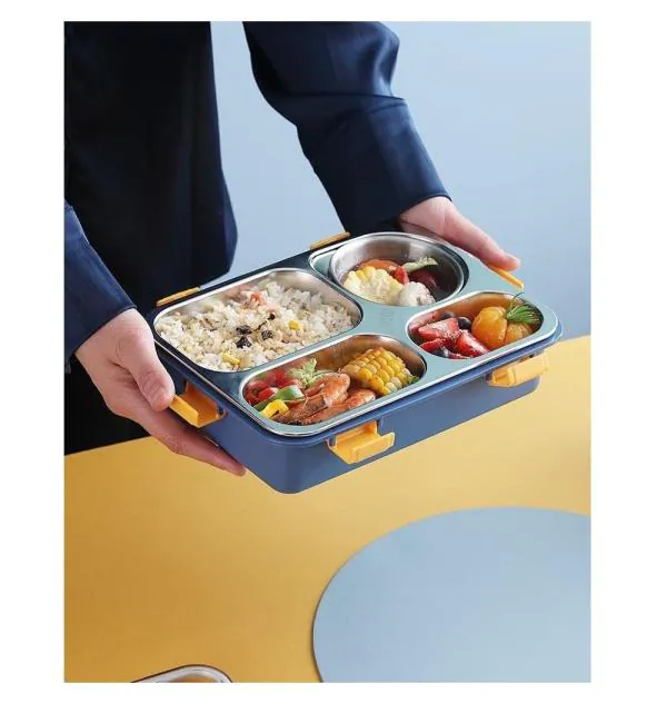 MT HUB 4 Compartment BPA Free Stainless Steel Lunch Box with Spoon ...