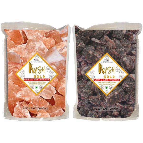 Kush Gold Combo Of Himalayan Pink Rock Salt & Black Salt Crystal Chunks ...