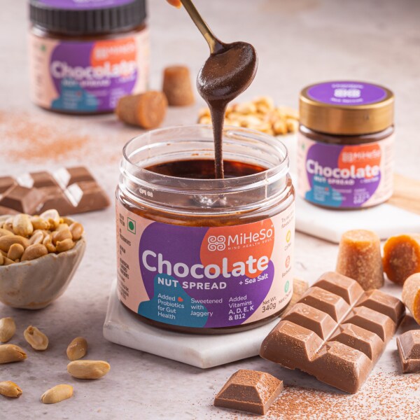 MiHeSo Chocolate Peanut Butter Combo, 1.02kg (340gX3), with Jaggery,Probiotics,Vitamins,100% ...