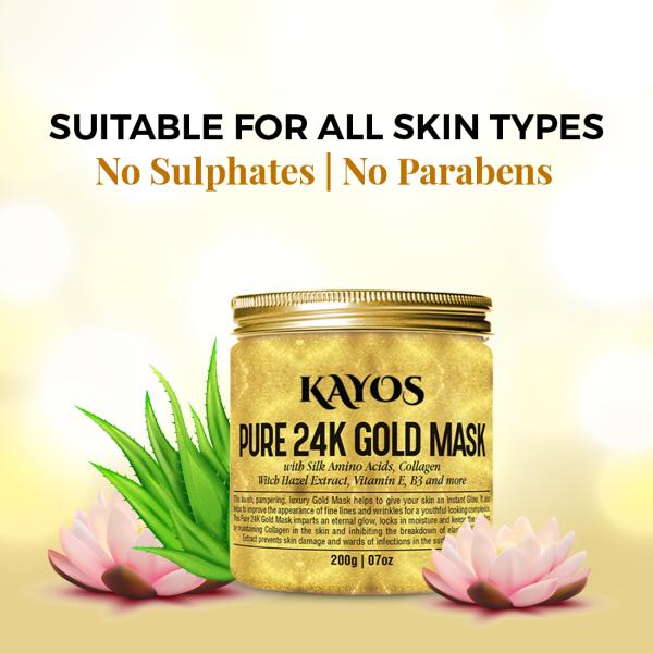 Kayos 24k Gold Mask with Collagen, Silk Amino Acids, Vitamin E for anti ...