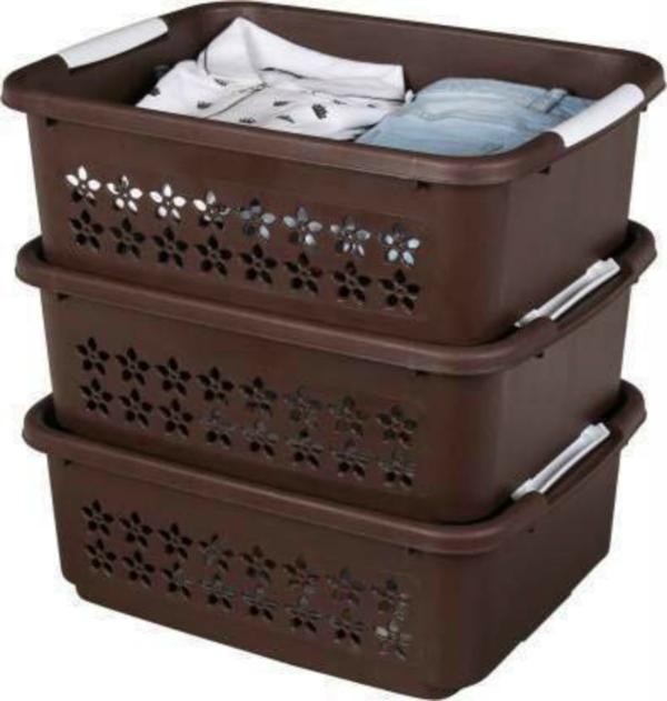 Nabhya Dark brown Plastic Stackable Nestable Home Kitchen Multi Storage ...