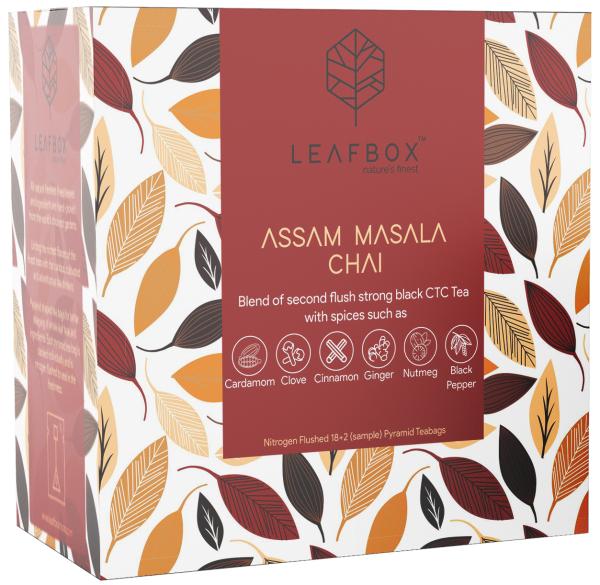 LEAFBOX Assam Masala Chai 20 Nitrogen Flushed Pyramid Tea Bags (18 + 2 Free Samples) - JioMart