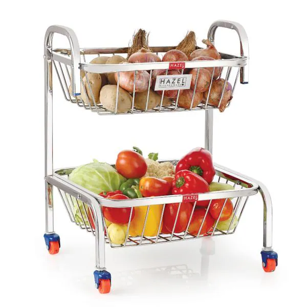 HAZEL Stainless Steel Fruit Vegetable Basket Kitchen Storage Trolley ...