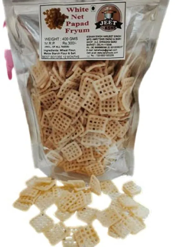 JEETBYKSHS White Net papad Fryum, Window Shape, Ready to Fry 400 Grams ...