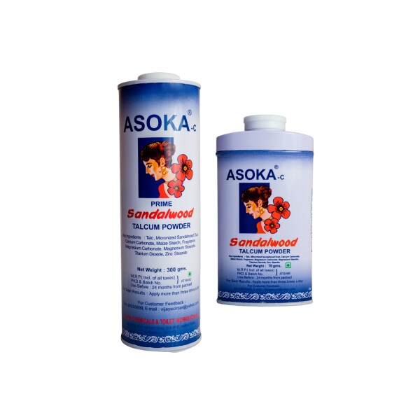 Asoka-C Sandalwood Talcum Powder Prime - Combo Pack (300 & 70) Gms ...