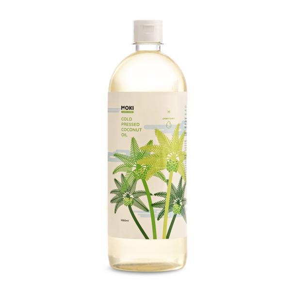 MOKI Coconut Oil, Cold-Pressed Natural Hair, Skin and Cooking Oil with ...