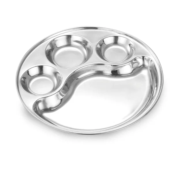 Expresso Heavy Duty Stainless Steel Round New Dinner Plate w/ 4 ...