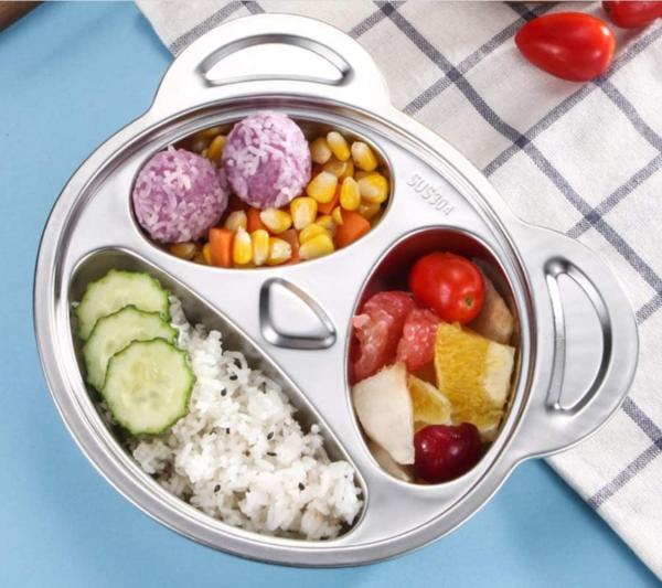Kunya Stainless Steel Divided Plates, 3 Sections Unbreakable Dinner ...