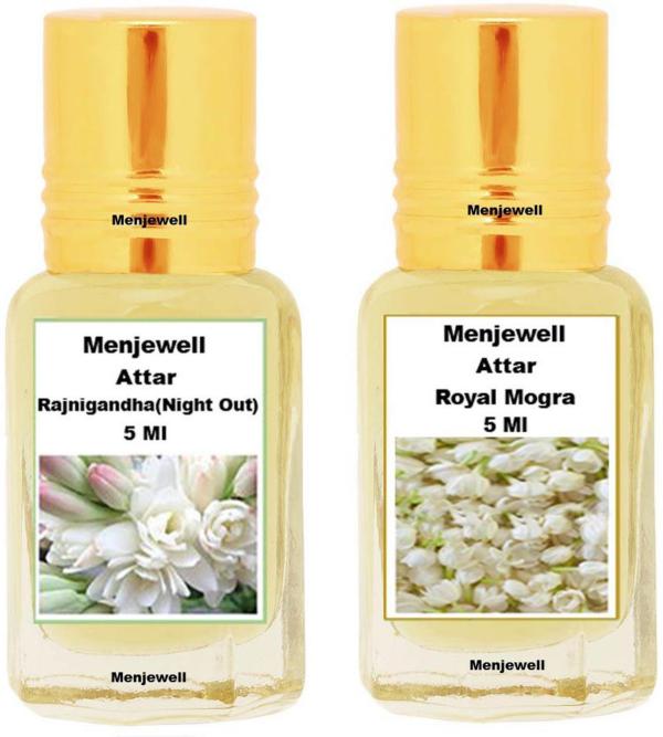 Menjewell Pack of 2PCS Attar(Rajnigandha 5ML,Royal Mogra 5ML) Floral ...