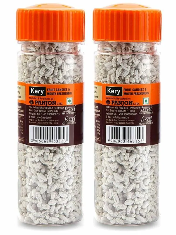 Kery White Sweet Mint Saunf Mukhwas, 2 Bottles, 240g (Madrasi Sounf ...