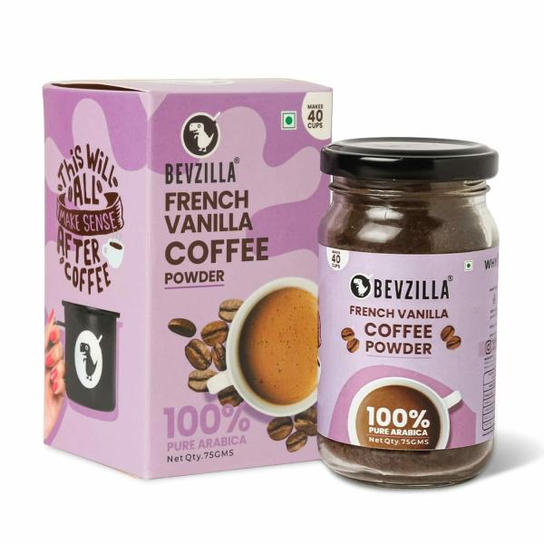 BEVZILLA Instant Coffee Powder (French Vanilla Flavour) - 75 Grams ...