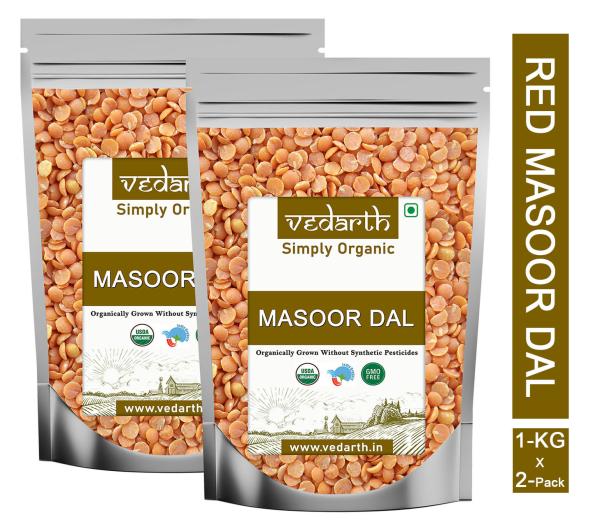 Vedarth Organic Red Masoor Dal (Split) (2000 g) - JioMart