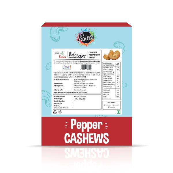 Molsi's Pepper Cashews 25 g (Pack of 16) - JioMart